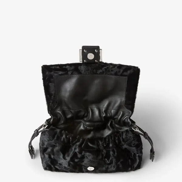 Fendi Baguette® Soft Medium Black Cavallino Leather Bag